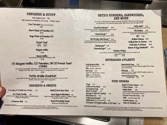The menu at Beth's doesn't mess around – these are breakfast classics taken to heroic proportions, where "huge stack" is an understatement.
