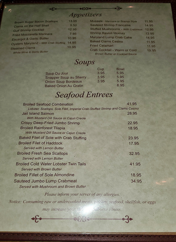 The menu reads like a love letter to the ocean. Decisions this difficult should come with a therapist on standby.