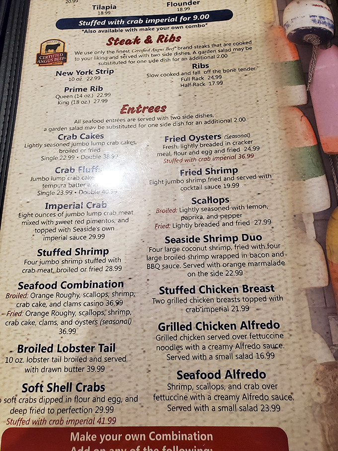 The menu reads like a love letter to Maryland seafood traditions—where imperial crab and soft shells aren't just dishes, they're cultural institutions.