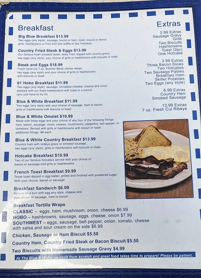 This menu isn't just food options – it's a roadmap to happiness. The "you'll have to try it!" note at the bottom speaks volumes. 