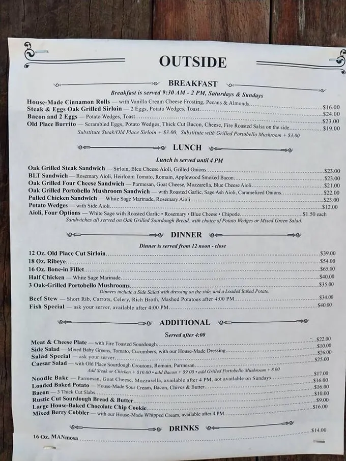 A menu that doesn't need fancy descriptions—just honest food with oak-fired goodness. The MANmosa alone is worth the drive.