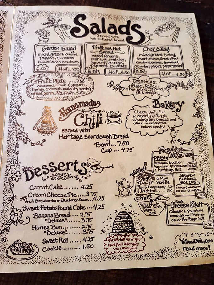 Their hand-illustrated menu is a work of art itself—doodles and descriptions that make choosing lunch a delightful challenge.
