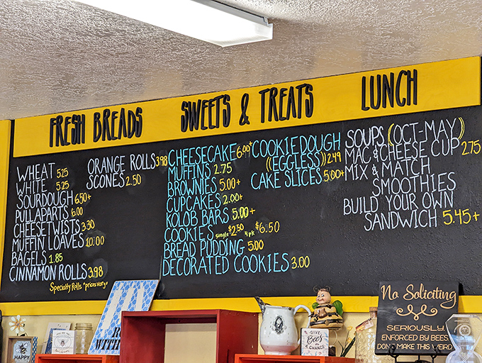 This menu board isn't just a list—it's a roadmap to happiness. Each colorful chalk item represents a different path to culinary bliss.
