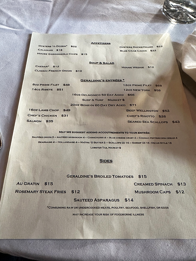 A menu that doesn't need emojis to explain itself—just straightforward classics that have earned their place in the culinary hall of fame.