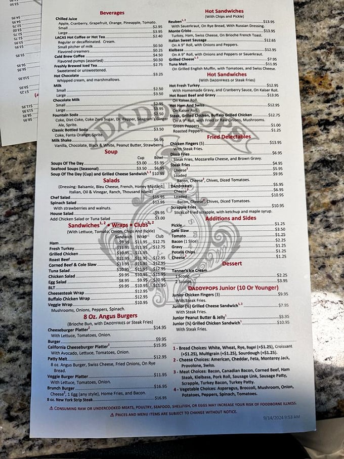 This menu isn't playing around—it's a roadmap to comfort food paradise where calories don't count and nostalgia is the secret ingredient.