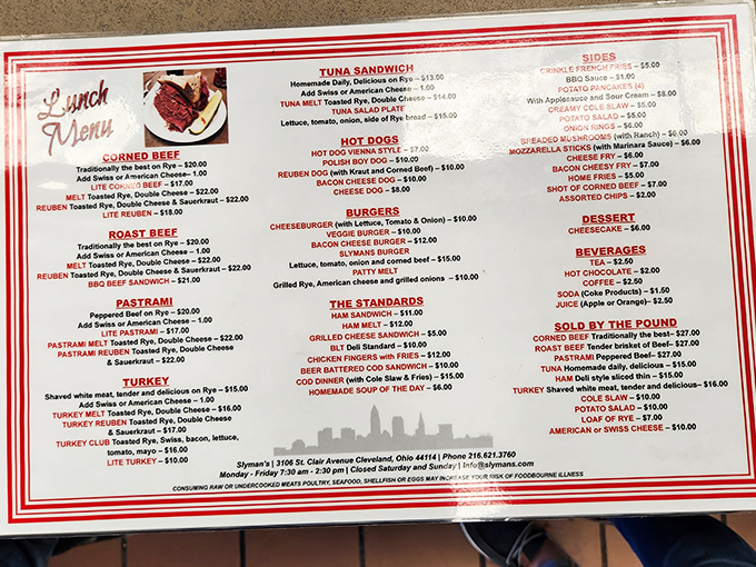 This menu isn't just a list of options – it's a roadmap to happiness with corned beef as your trusty guide.