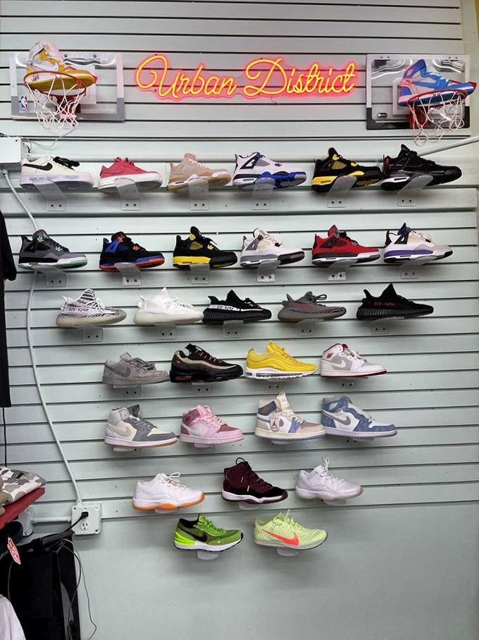 The Urban District's sneaker wall is a museum of footwear evolution—each pair telling its own story of athletic achievement or fashion revolution.
