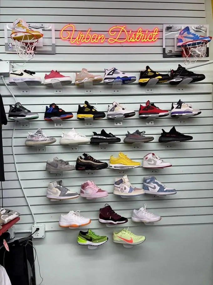 The Urban District's sneaker wall is a museum of footwear evolution—each pair telling its own story of athletic achievement or fashion revolution.