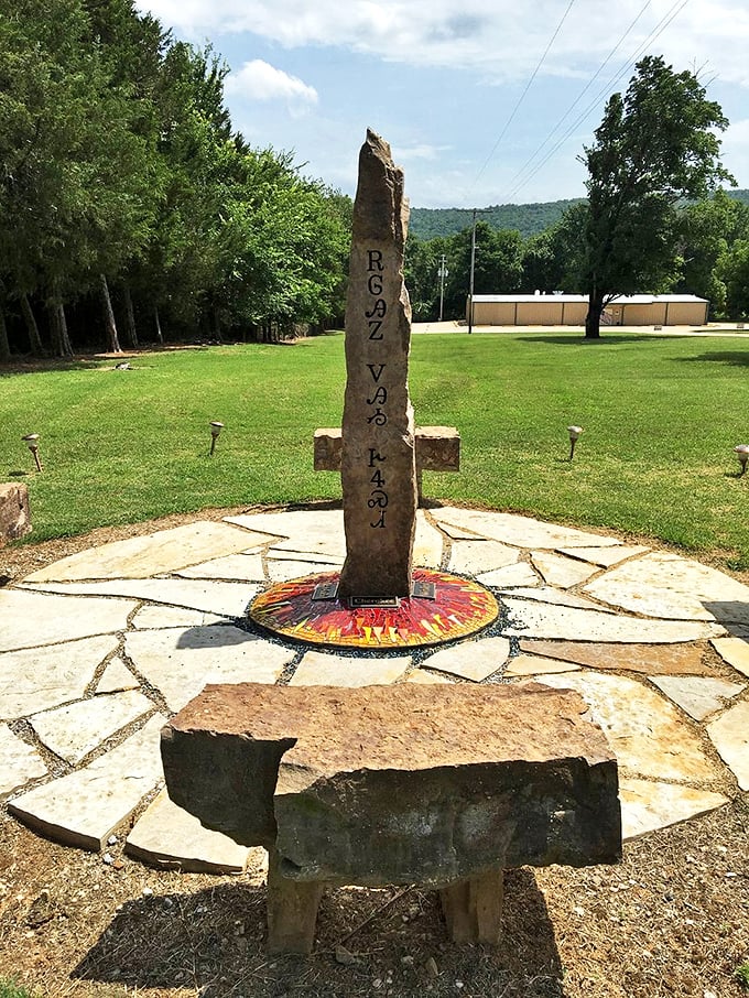 This stone marker isn't just a landmark—it's Mountain View's version of a compass rose, grounding visitors in place and tradition.