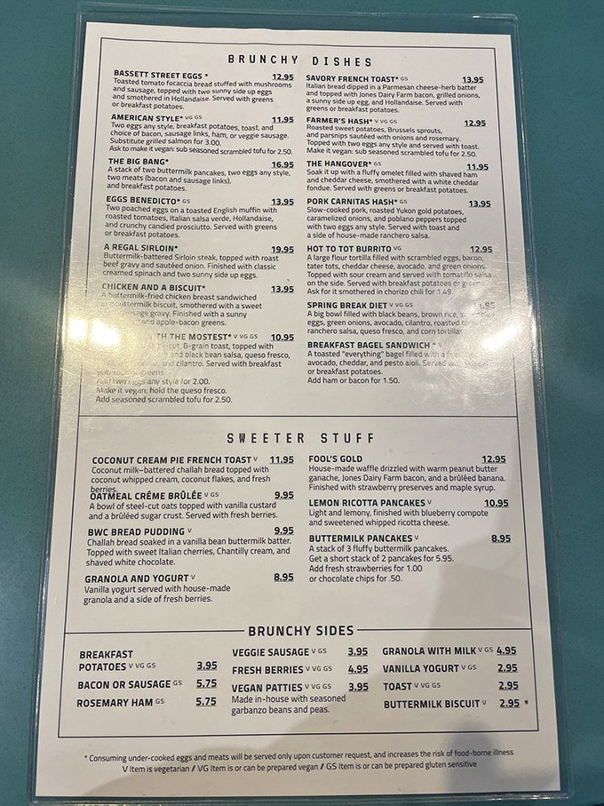 Not just a menu—it's a road map to happiness. Each item promises a delicious detour from your ordinary breakfast routine.