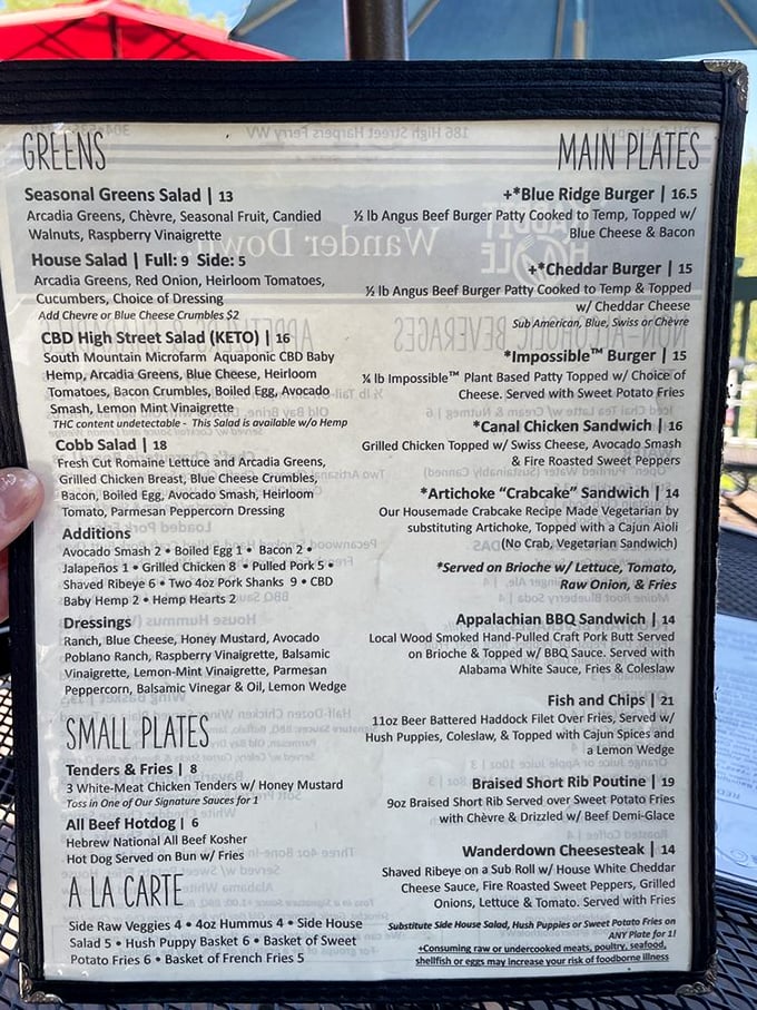 This menu isn't just a list of dishes—it's a roadmap to happiness. The CBD High Street Salad proves West Virginia isn't afraid of a little culinary adventure.