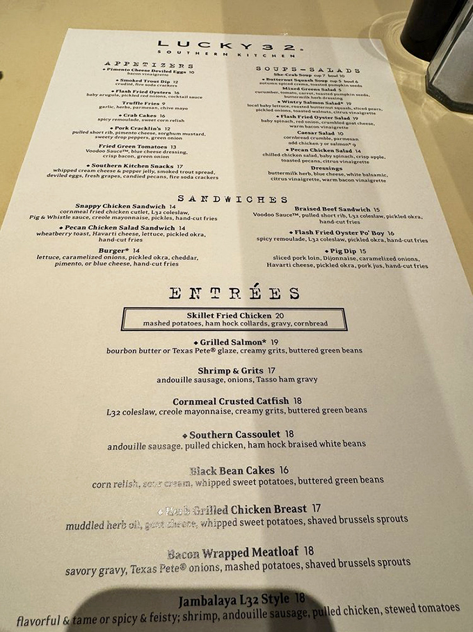 This menu isn't just a list of dishes—it's a love letter to Southern cuisine, with each description promising a story told through flavor.