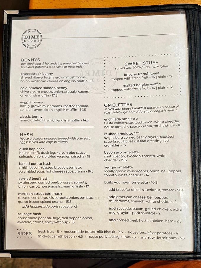 This menu isn't just a list of options—it's a roadmap to brunch nirvana. The hardest part isn't choosing what to eat, but what to save for next time.