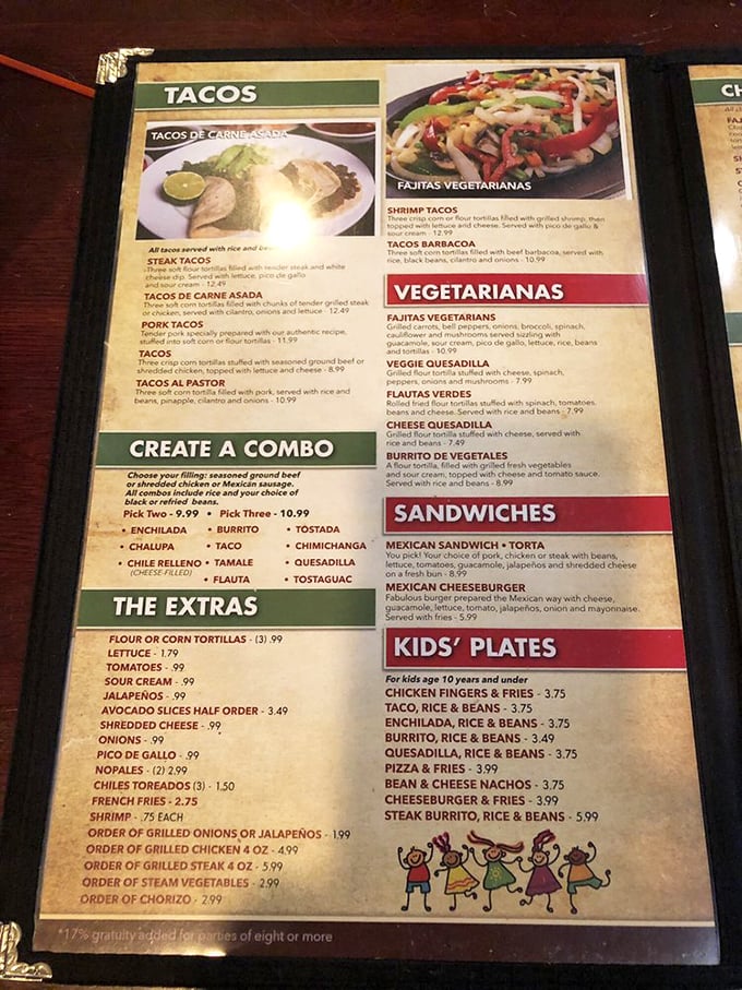 Behold, the sacred text of flavor! This menu is like a roadmap to deliciousness, with no wrong turns.