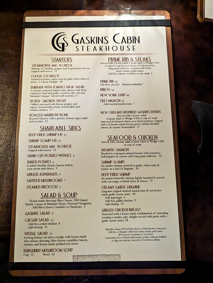 This menu isn't just a list of options—it's a roadmap to carnivorous bliss. Choose your own adventure, but prime rib is the hero's journey.