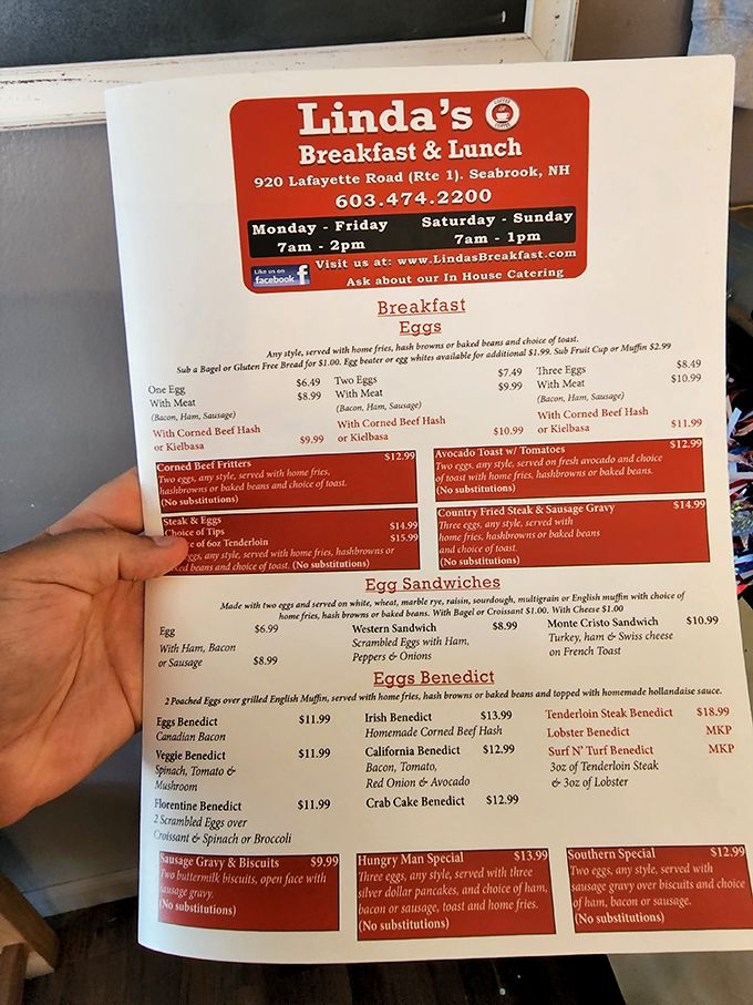 This menu isn't just a list of food—it's a roadmap to happiness with eggs as your trusty compass and pancakes as delicious detours.