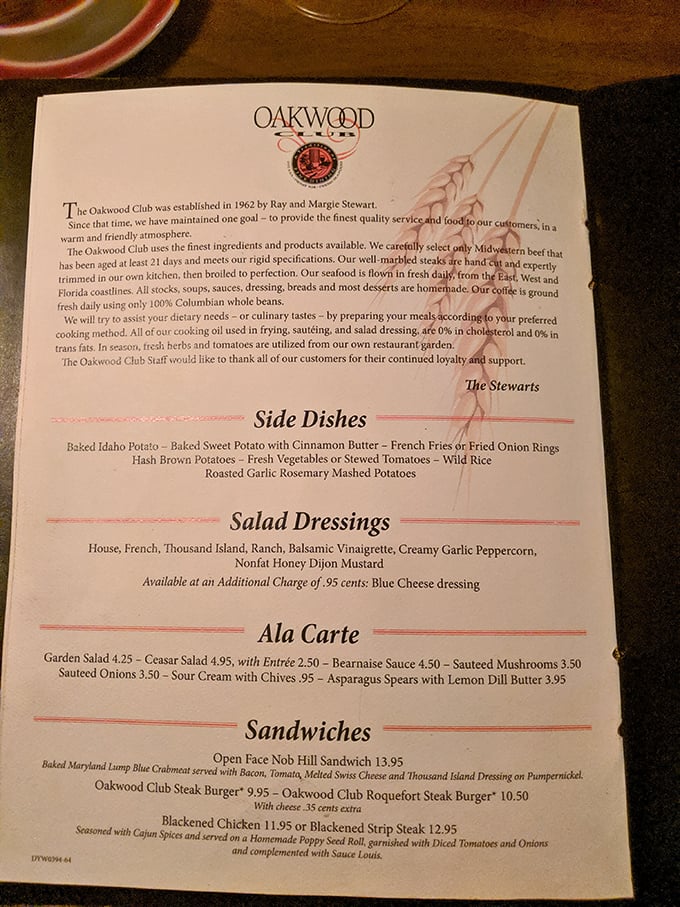 This menu tells a story of culinary commitment – where steak is the protagonist and everything else plays a delicious supporting role.