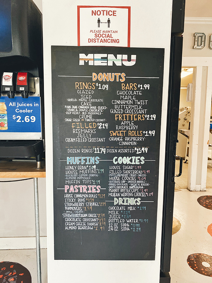 This menu board isn't just listing items—it's offering life choices. Each option promises a different path to sugar-glazed bliss.