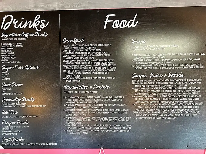 The menu board reads like a love letter to comfort food. Choosing just one item might be the hardest decision you'll make all week.