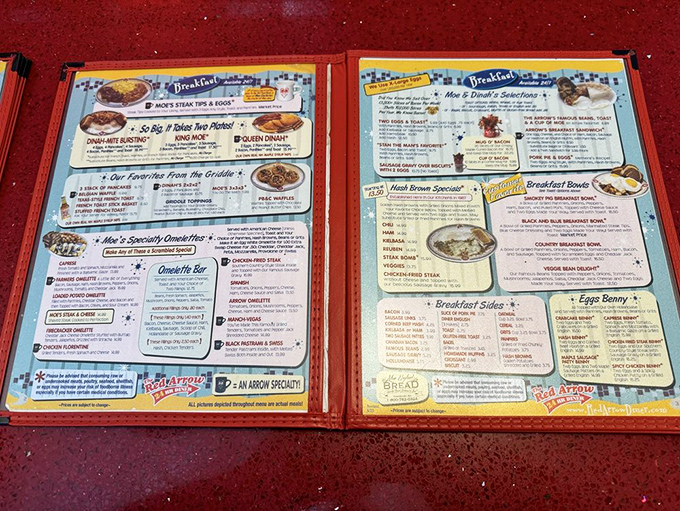 This menu isn't just a list of food—it's a roadmap to happiness. Each laminated page offers a different route to contentment.