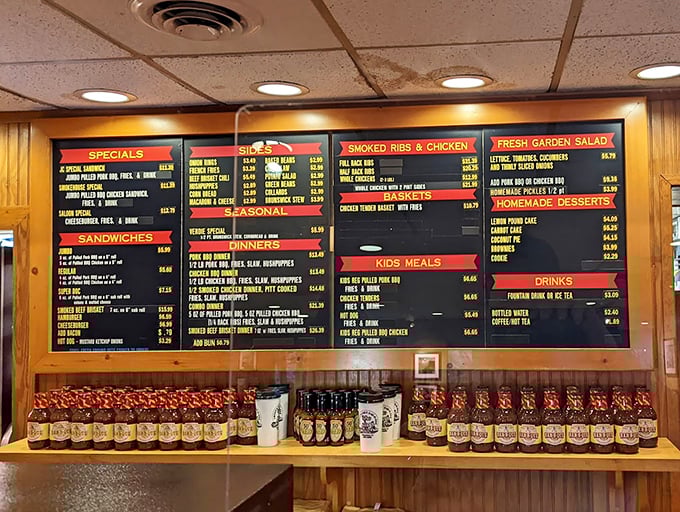 The menu board – a roadmap to happiness. Each line represents a different path to what might be the best day of your stomach's life.