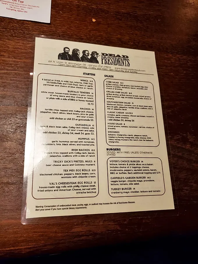 The menu reads like a presidential decree of comfort food – from Irish Nachos to the aptly named "Voter's Choice Burger."