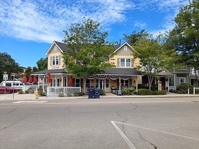 This charming yellow Victorian storefront isn't just Instagram bait—it's where credit cards go to have near-death experiences while sampling local delights.