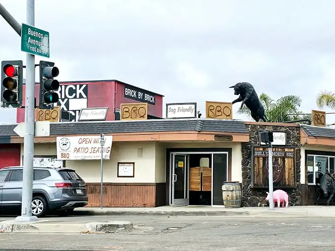 Bull's Smoking BBQ announces itself with a no-nonsense approach and a giant bull sculpture that seems to say, "Yes, we're serious about meat."