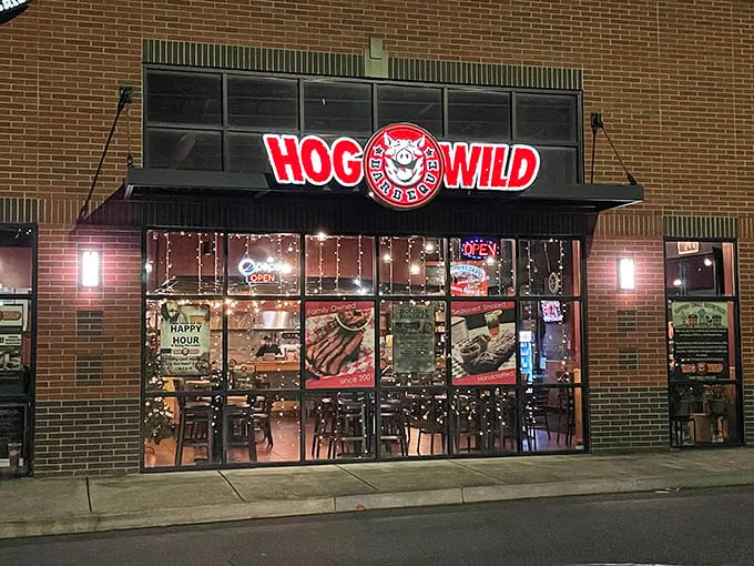 Hog Wild's bold signage makes a promise that the smoker out back works overtime to keep.