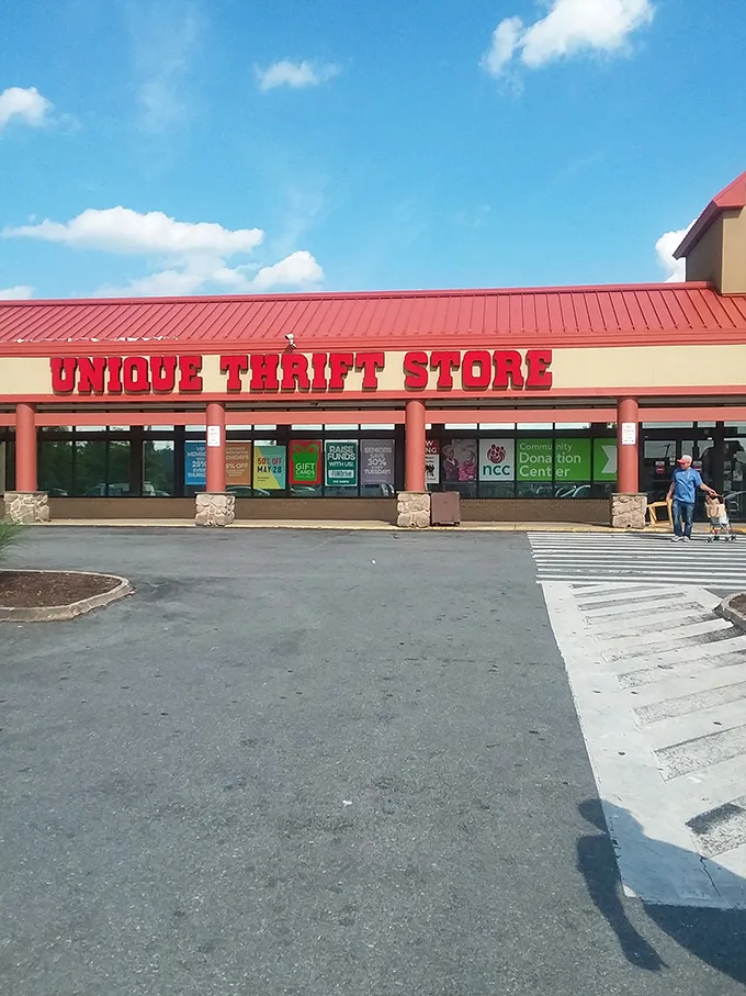 Unique's bold red signage promises exactly what it delivers: one-of-a-kind finds that tell stories of lives well-lived.