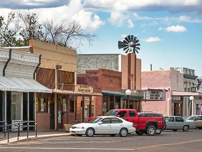 Willcox: Small-town Arizona showing off its vintage charm, with a windmill standing tall like a mechanical sentry from another era.
