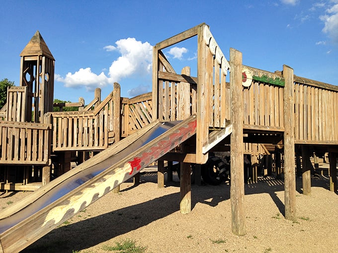 This wooden playground fortress isn't just for kids—it's a reminder that our inner child deserves some fresh air too.