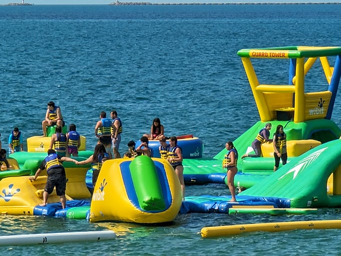 Obstacle course or floating playground? Yes. Participants navigate this buoyant labyrinth of challenges while Lake Michigan provides a refreshing safety net for inevitable wipeouts.