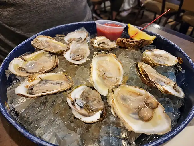 These fresh oysters on ice aren't just appetizers—they're little oceanic time capsules, delivering the pure essence of the Chesapeake with each briny slurp.
