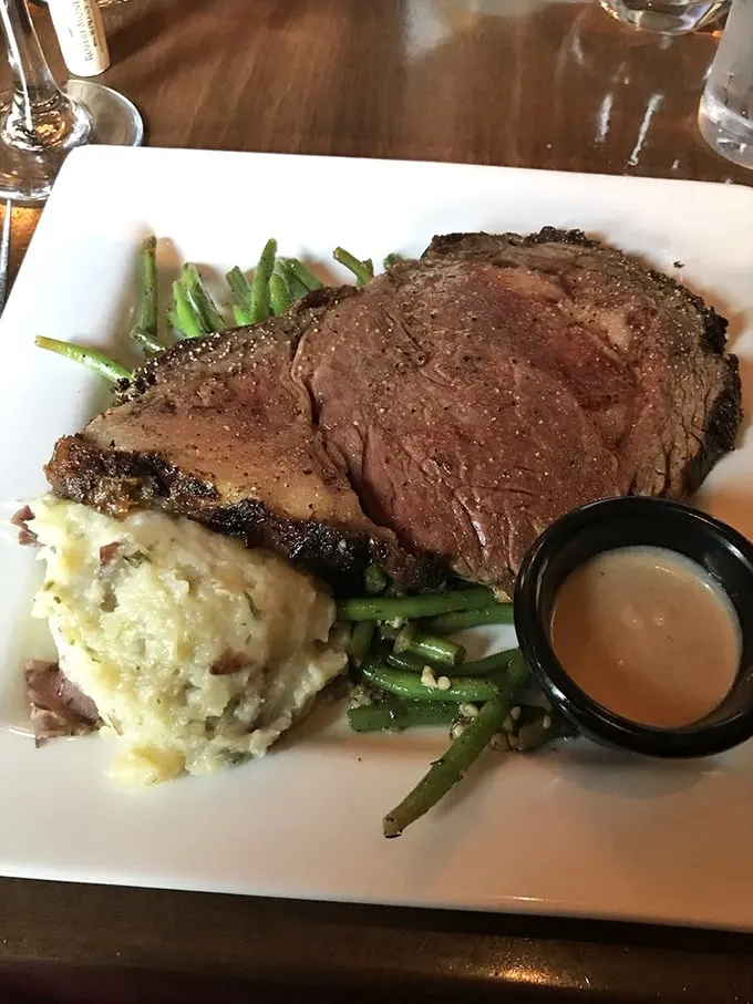 Prime rib that doesn't just melt in your mouth—it practically serenades your taste buds. Paired with those green beans and potatoes, it's Pennsylvania's answer to heaven on a plate.