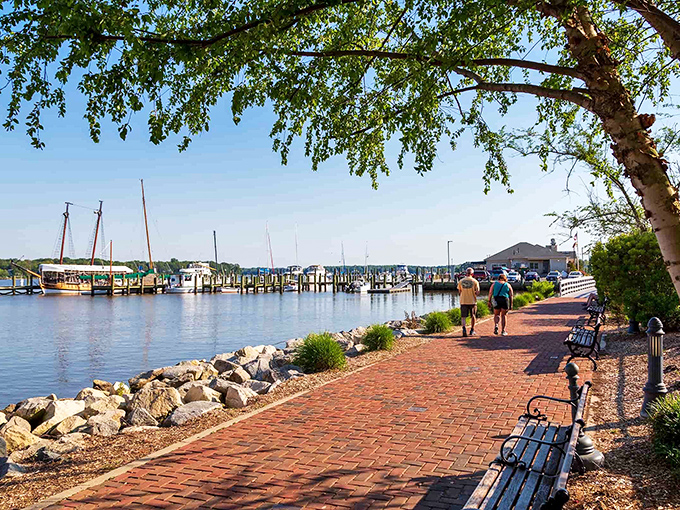 The Chester River waterfront promenade offers the perfect blend of natural beauty and human-scale design—like a Norman Rockwell painting you can actually stroll through.