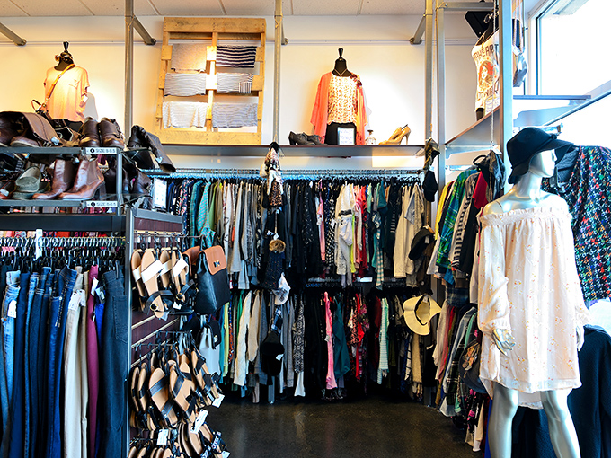 A rainbow of women's fashion awaits the savvy shopper. Like a well-organized closet belonging to that friend who always looks effortlessly put-together.
