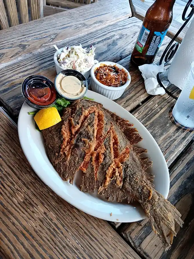 The star of the show: fried flounder served whole with that perfect golden crust. This isn't Instagram food—it's the real deal that makes you forget to take photos.