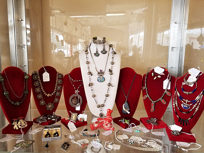 Jewelry that whispers tales of Oklahoma soirées past. Each necklace and turquoise pendant holds secrets of the women who once clasped them around their necks.