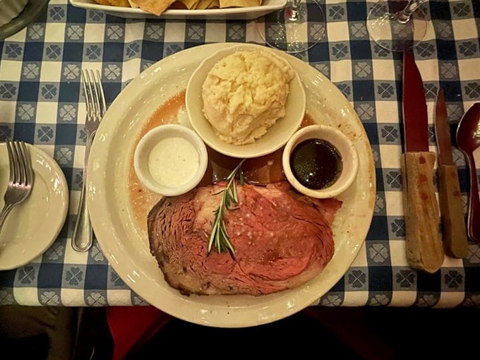This prime rib isn't just dinner—it's an event. The perfect pink center says, "I've been preparing for our date all day."