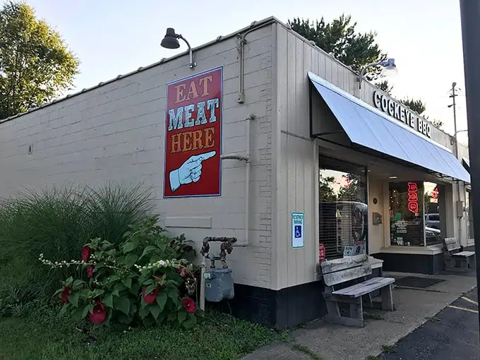 "Eat Meat Here" isn't just a sign at Cockeye BBQ – it's the best advice you'll get all day.