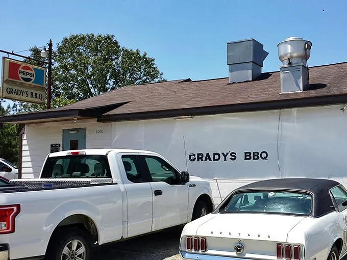 Grady's BBQ looks like the kind of place you'd drive past unless tipped off by a local – exactly why it's worth the detour.
