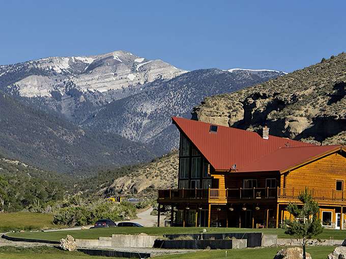 Baker: "This rustic lodge near Baker sits like a front-row seat to nature's grandest show—snow-capped Wheeler Peak rising majestically from the Great Basin floor."