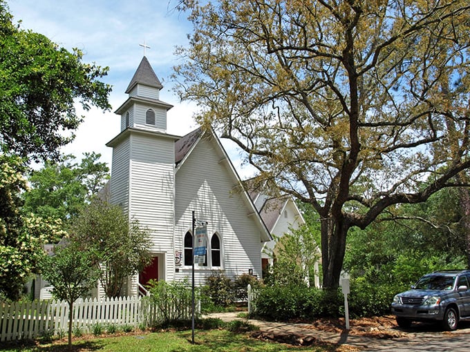 A white church nestled among ancient oaks – Magnolia Springs knows the recipe for timeless Southern serenity.
