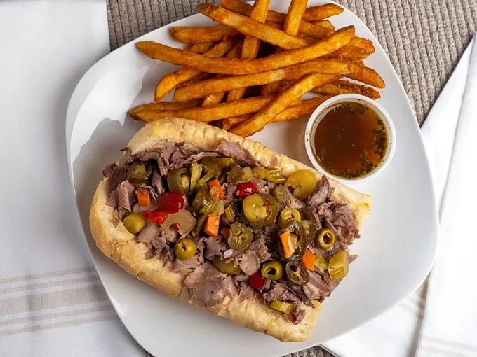 The Italian beef and fries combo hits that perfect sweet spot between "I should save half for later" and "I regret nothing."