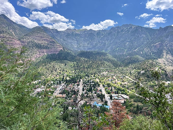 From above, Ouray reveals its perfect amphitheater setting – a town that found the exact right spot to nestle between nature's grandeur.