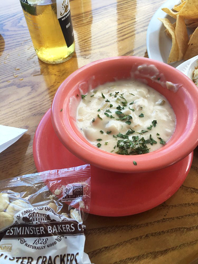 Served in a coral-colored crock with oyster crackers standing by, this chowder isn't just a soup—it's a coastal Virginia ritual in a bowl.