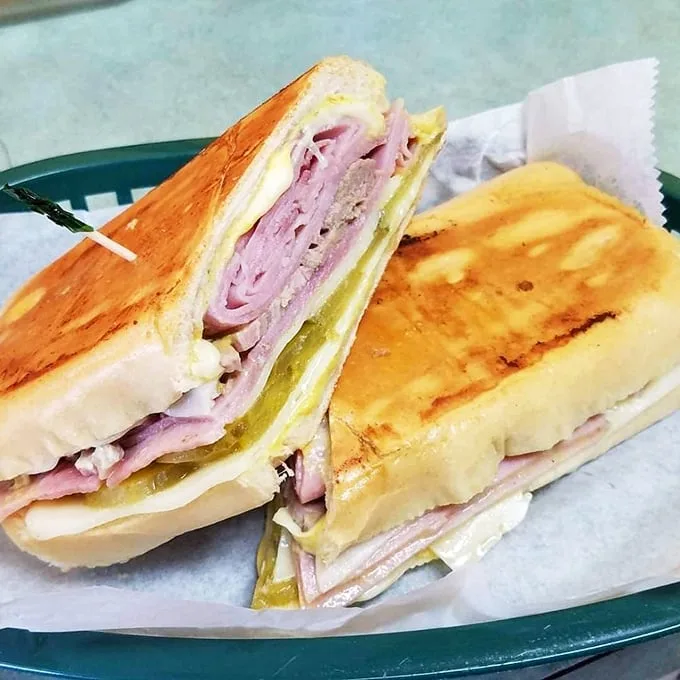 The Cuban sandwich at Franky's—where pickles, pork, and pressed perfection meet. That golden crust is what sandwich dreams are made of.