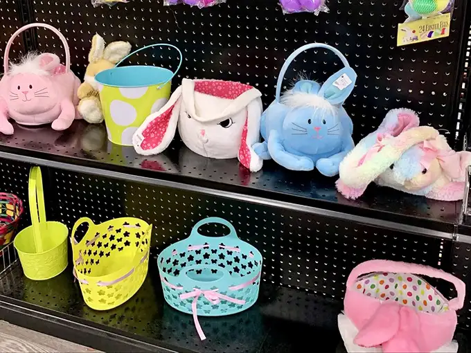 Easter baskets with personality! These cheerful animal-themed carriers would make any kid's holiday hunt more magical—and they're priced for guilt-free purchasing.