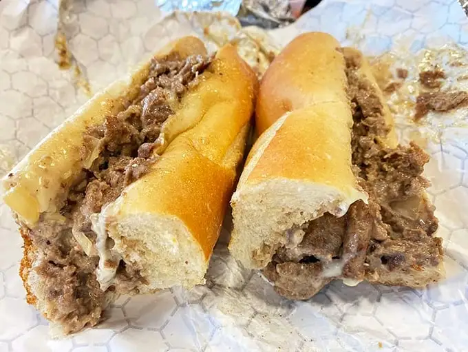 A proper cheesesteak should require napkins and commitment. This beauty delivers both with tender meat and melted cheese in perfect harmony. 